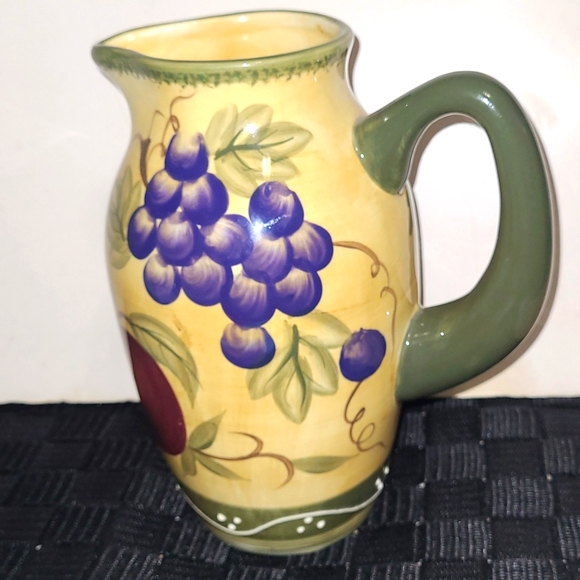 Dining | Hand Painted Pitcher Case Vero By Ack Various Fruits Raised ...